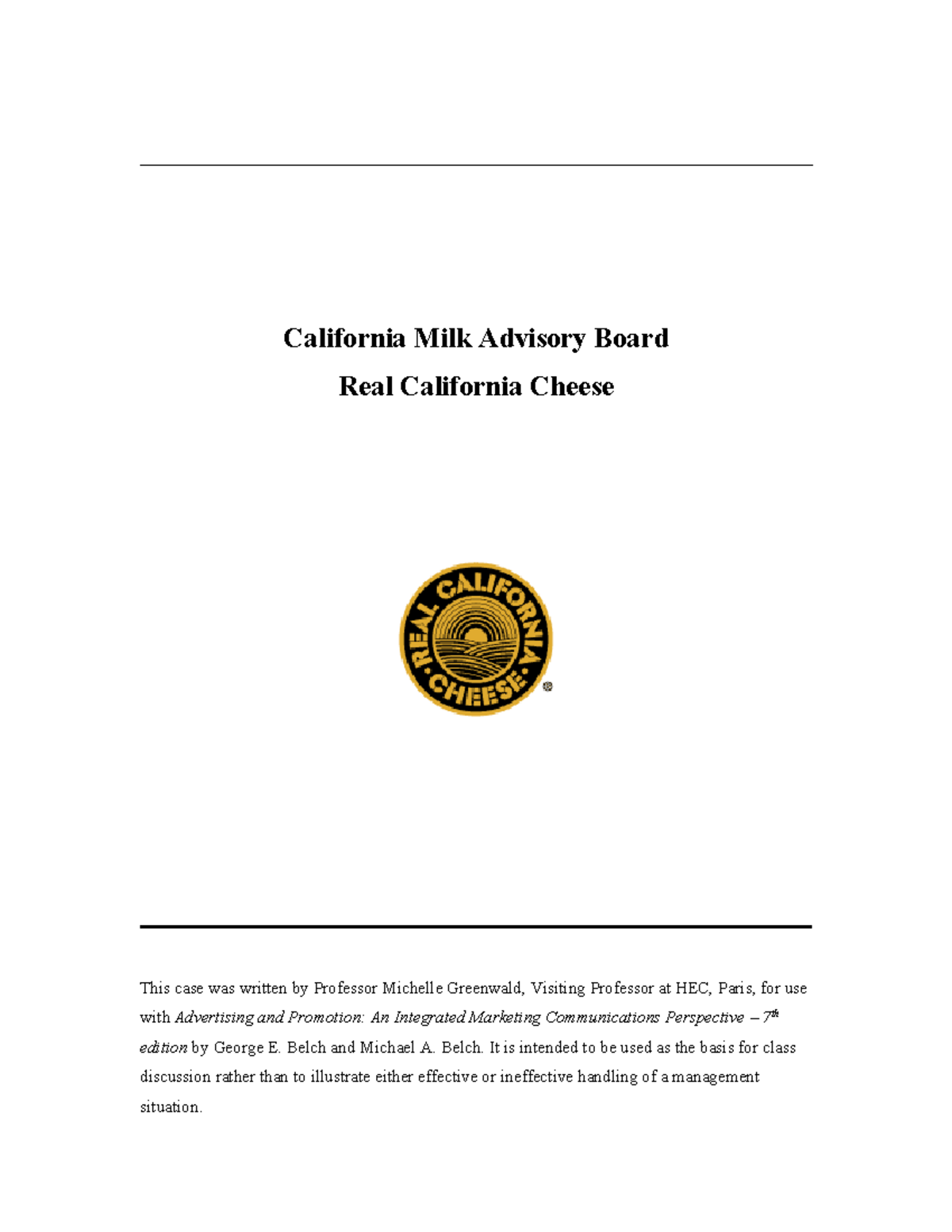 California milk advisory board case- Module 1 - - Studocu