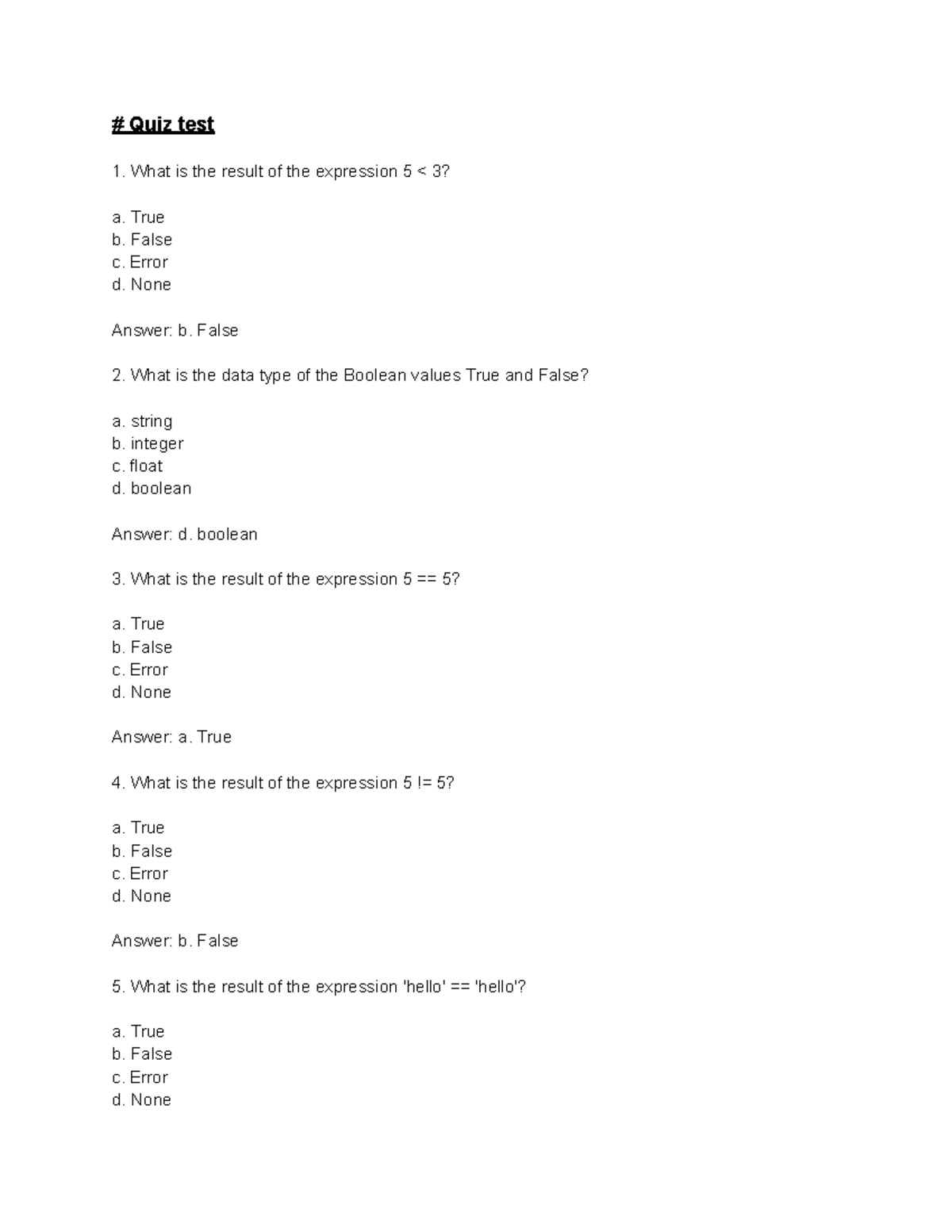 Quiz Question On Boolean Data Types And Relational Operators Quiz 9819