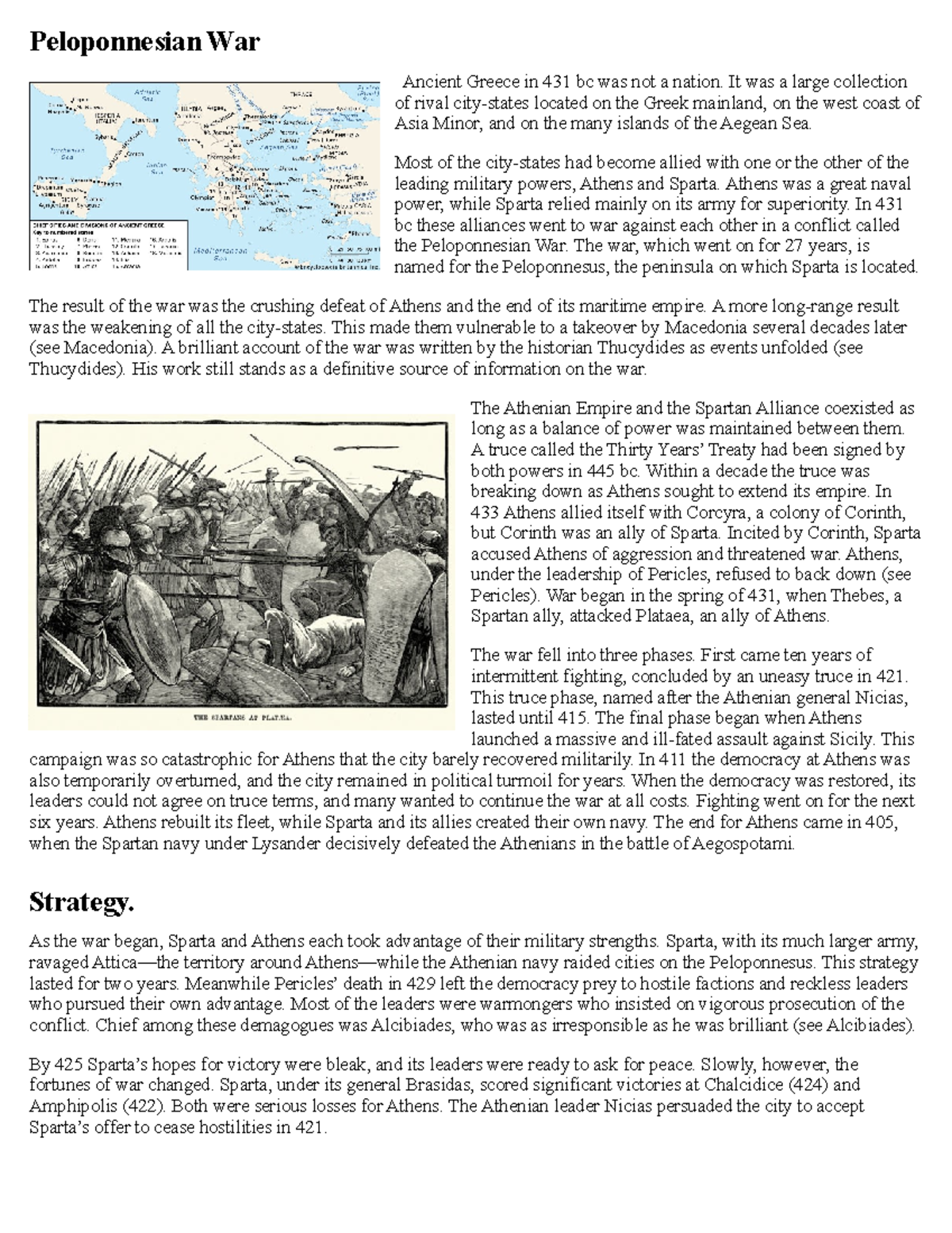 Sparta vs Athens Article - Peloponnesian War Ancient Greece in 431 bc ...