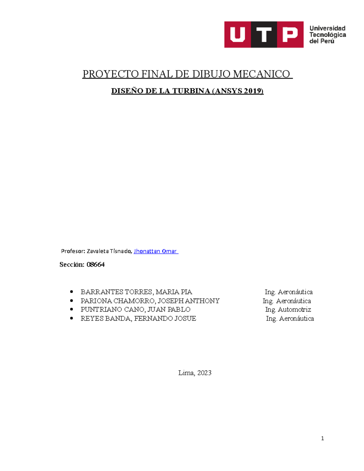 Trabajo Final Dibujo CAD Avance - PROYECTO FINAL DE DIBUJO MECANICO ...