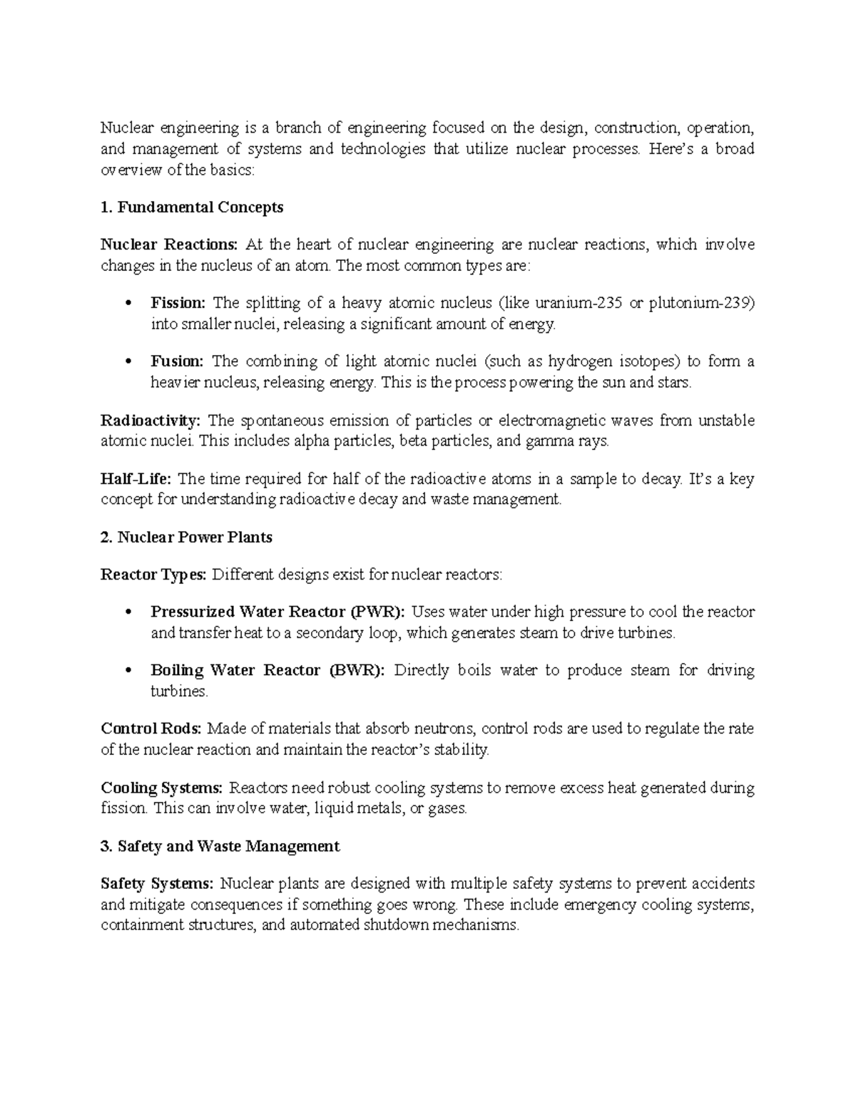 Basics of Nuclear Engineering - Nuclear engineering is a branch of ...