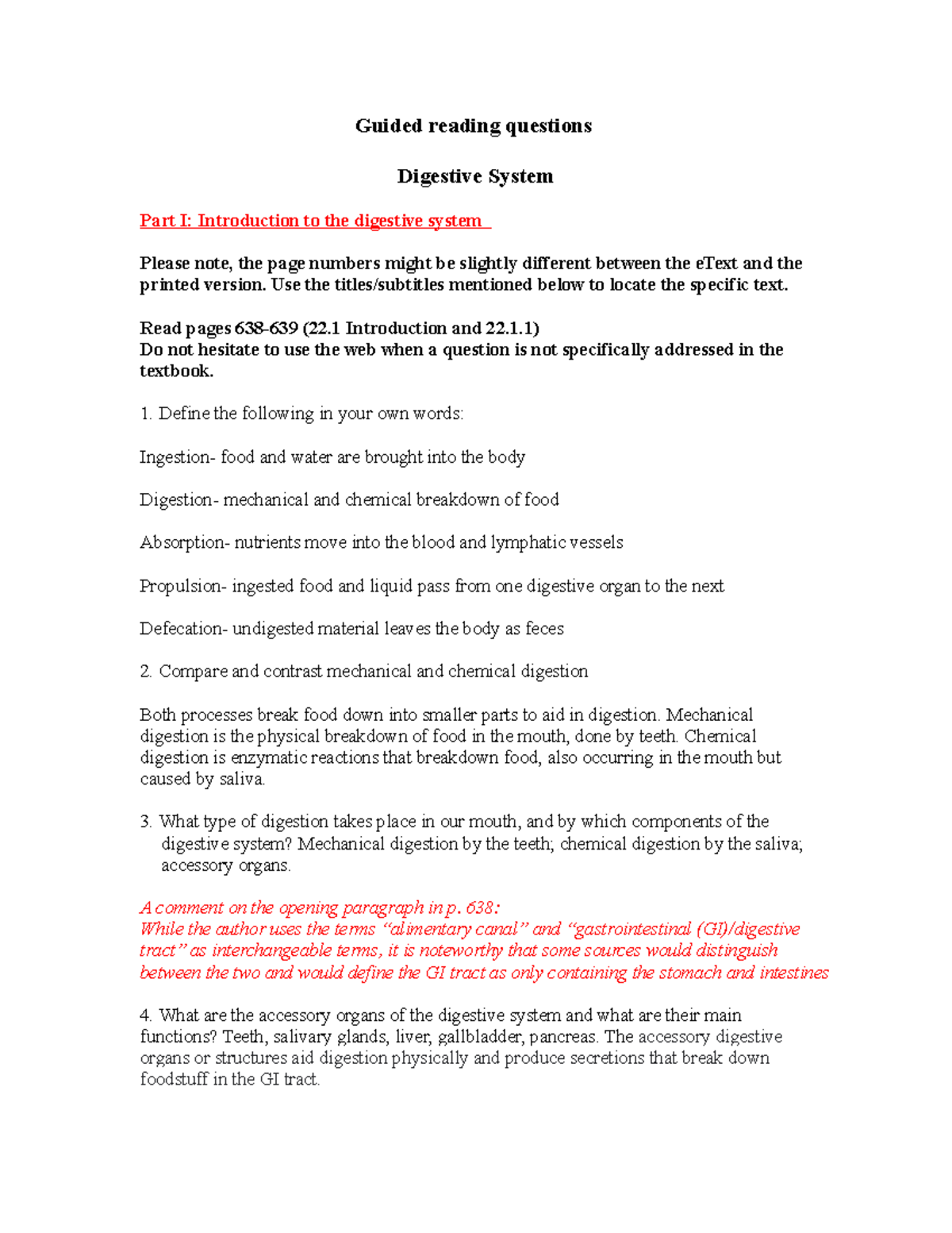 12 I - GRQ- Digestive System I - Guided reading questions Digestive ...