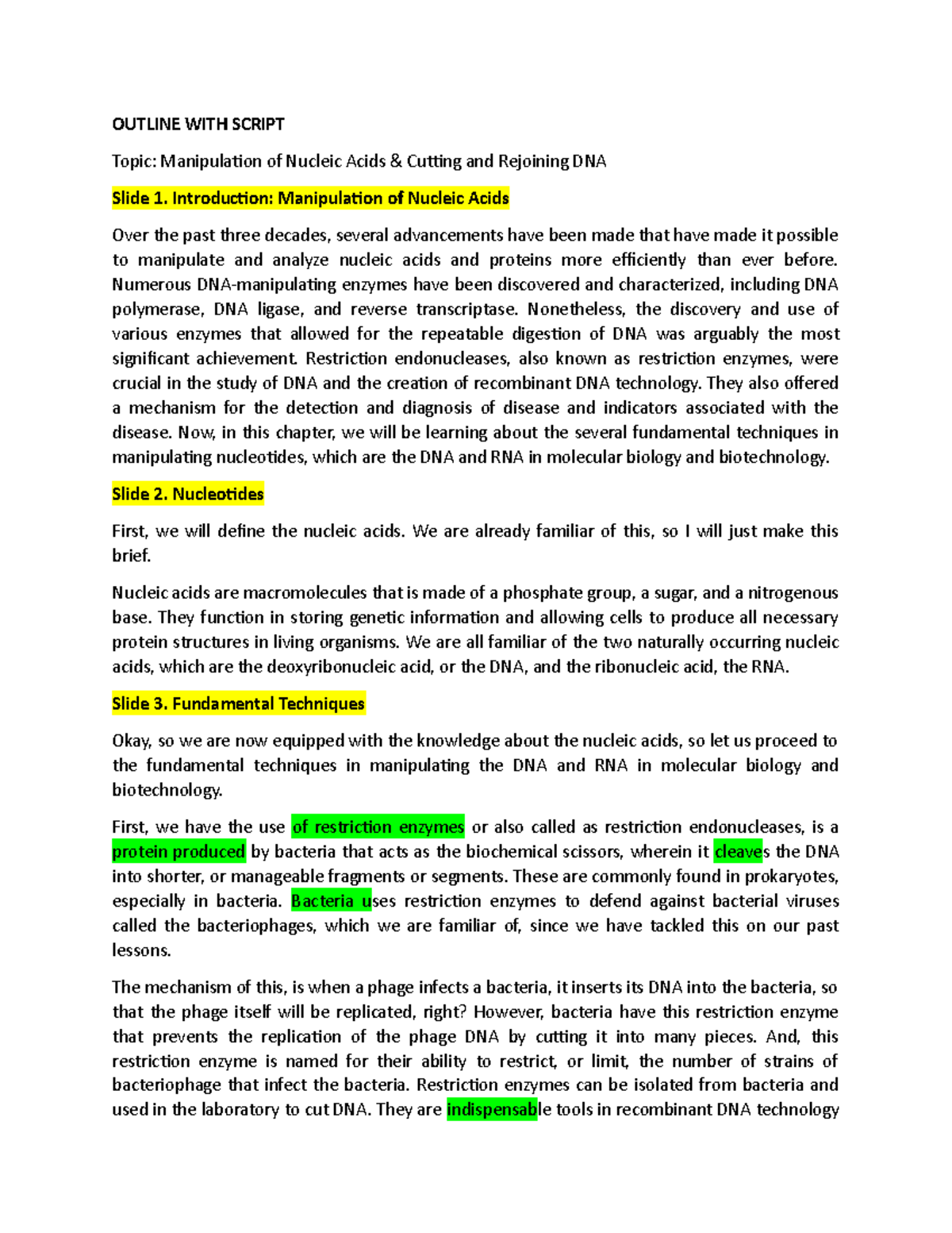 Manipulation of Nucleic Acids - Introduction: Manipulation of Nucleic ...