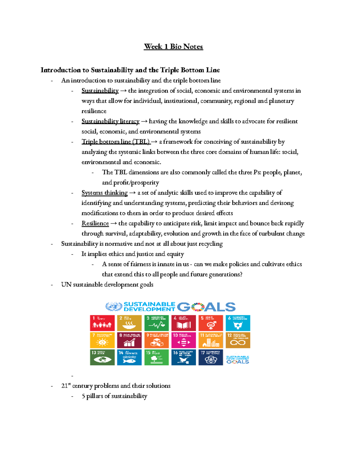 Module 1 Bio 101 Notes - Week 1 Bio Notes Introduction to ...