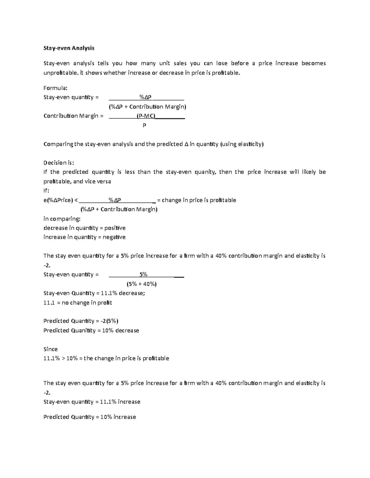 Stay Even 1232421 - Stay-even Analysis Stay-even analysis tells you how ...