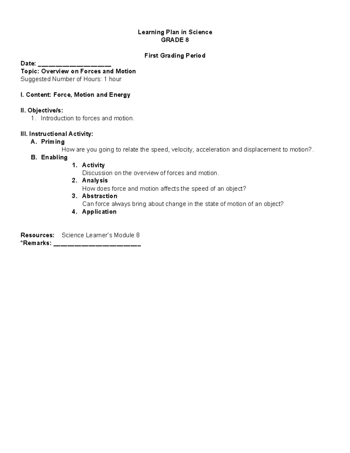LP2(6-2-15) - introduction of biology - Learning Plan in Science GRADE ...