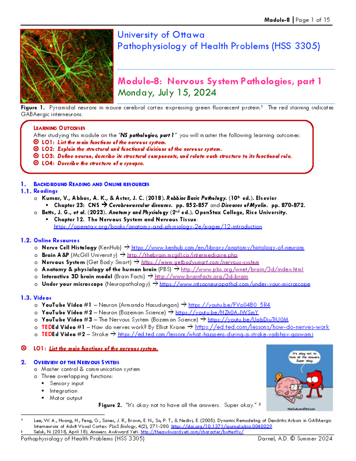 Module-8 (HSS3305) Summer 2024 - University of Ottawa Pathophysiology ...