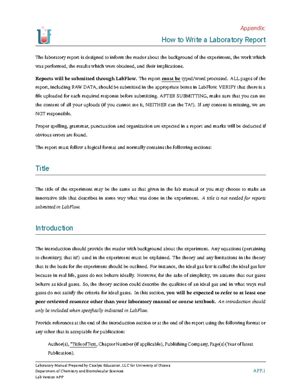 Writing a report guide - Appendix: How to Write a Laboratory Report The ...