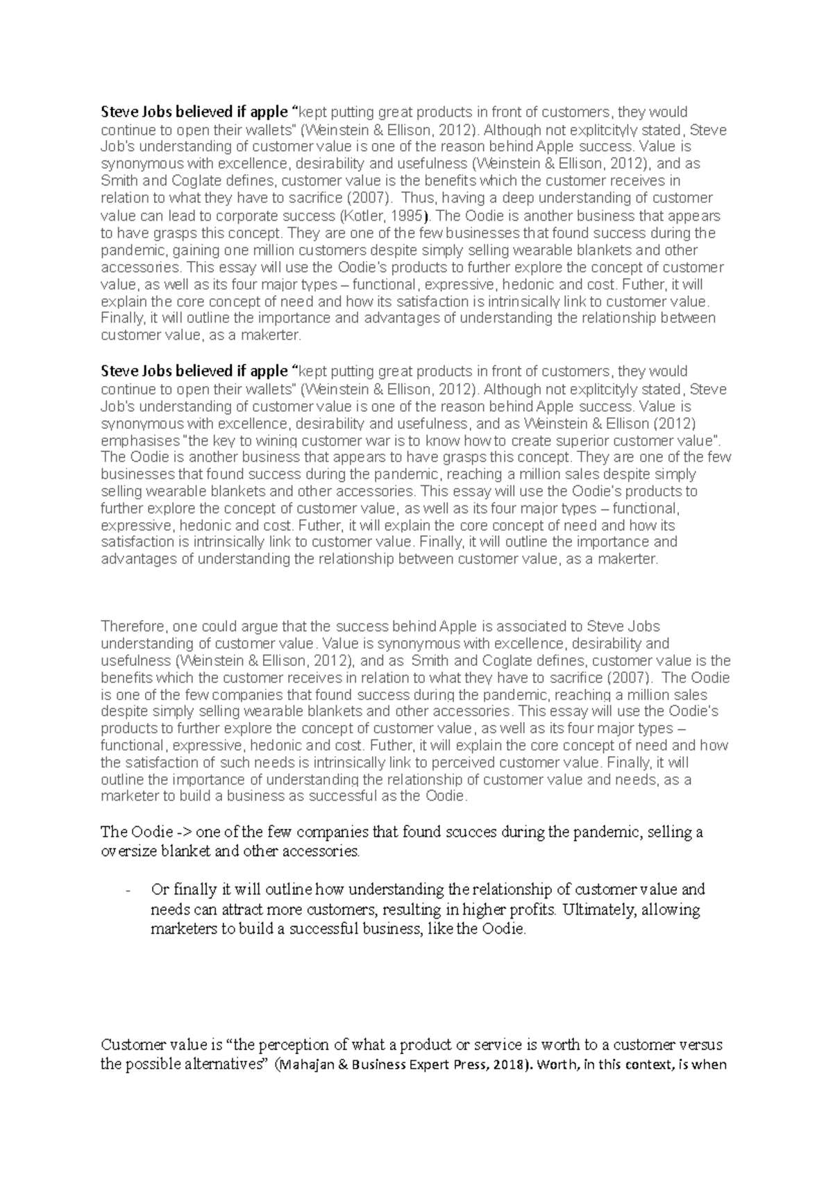 Marketing essay - Steve Jobs believed if apple “kept putting great ...