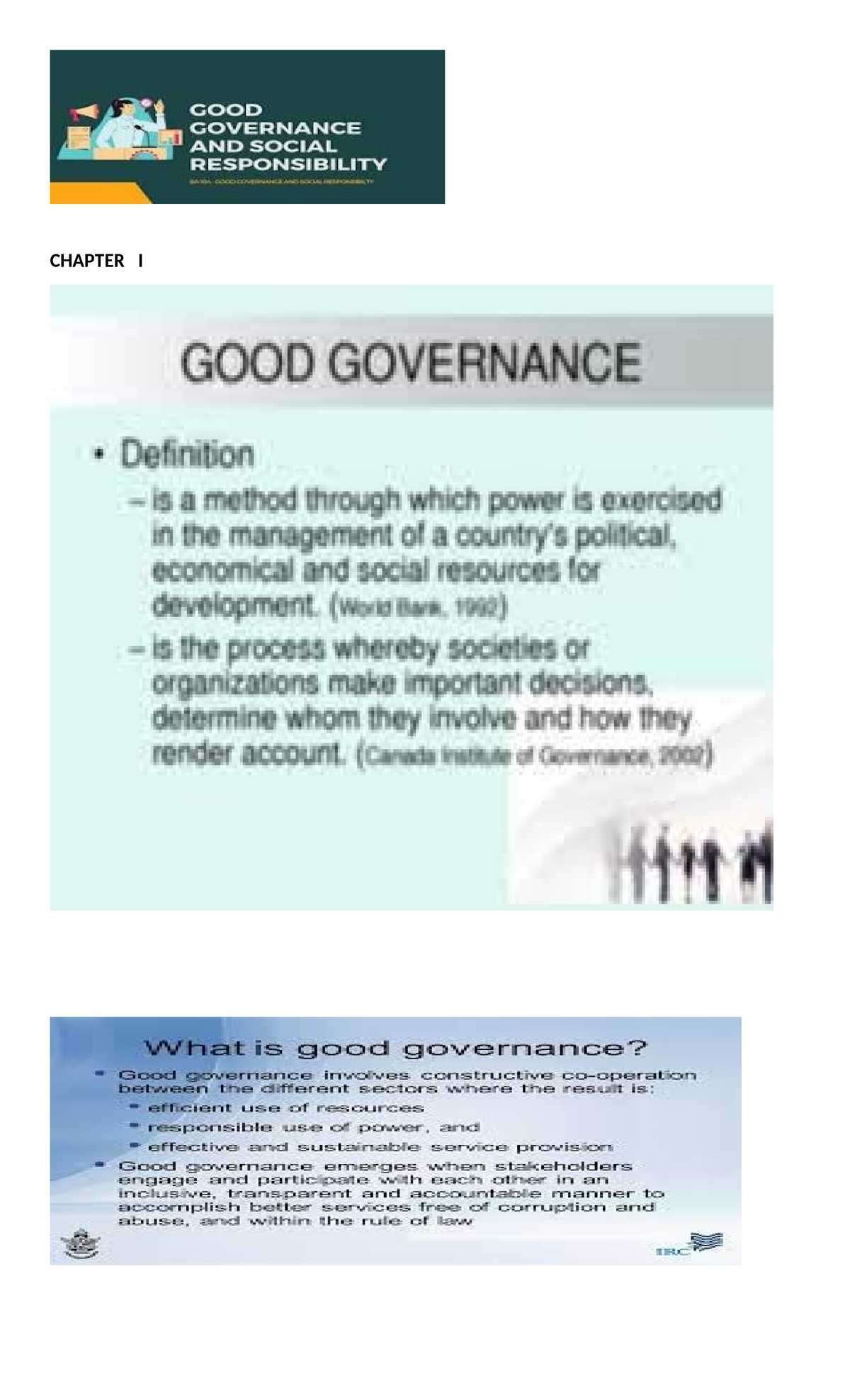 New lectures for Good governance - CHAPTER I TRANSPARENCY – means ...