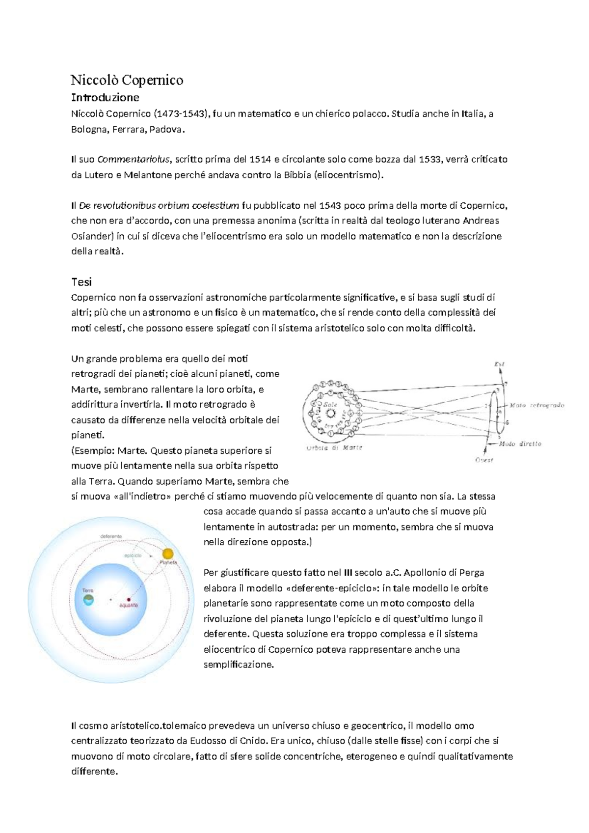 Niccolò Copernico - Niccolò Copernico Introduzione Niccolò Copernico ...