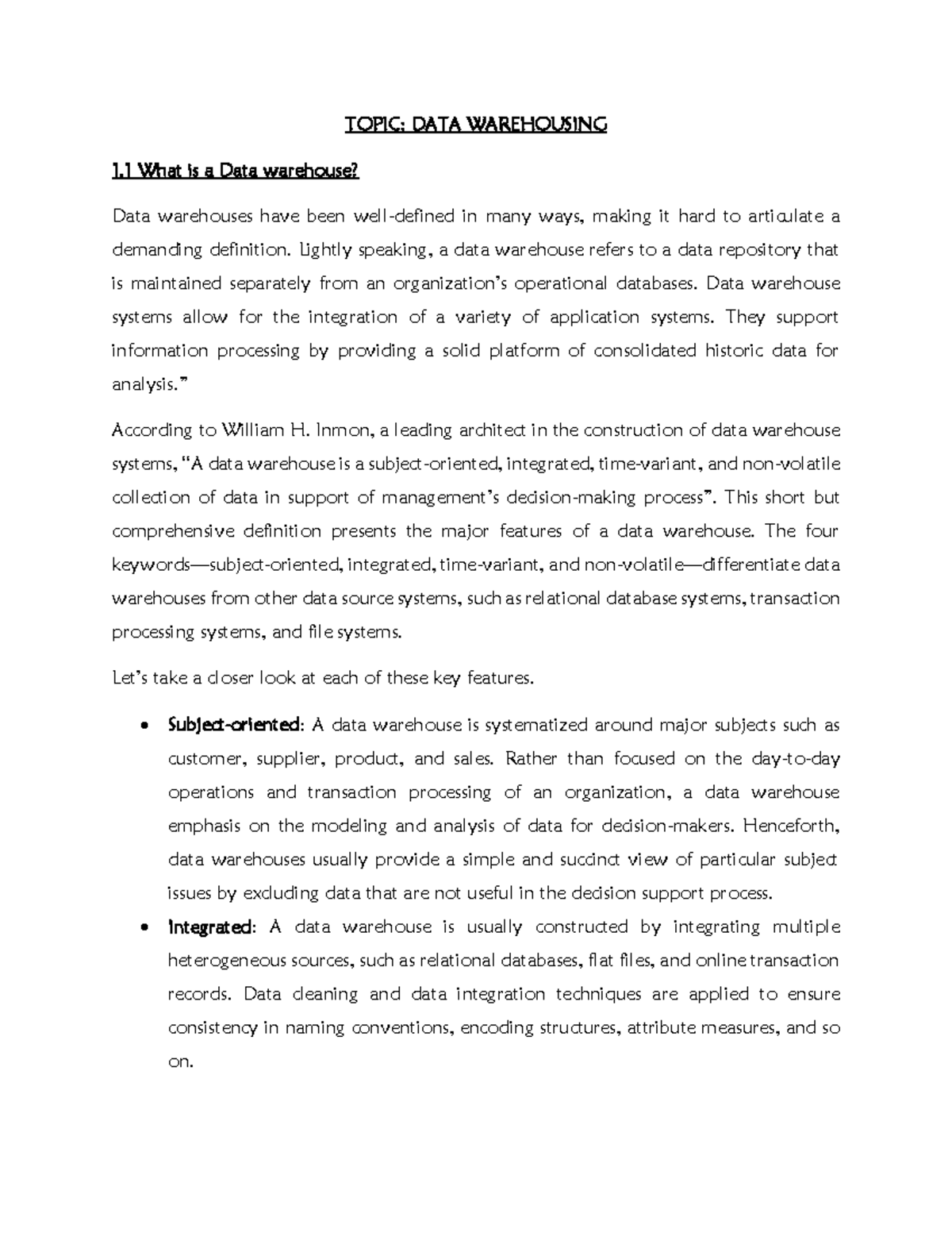 Datawarehousing - Business intelligence notes lectures muranga ...