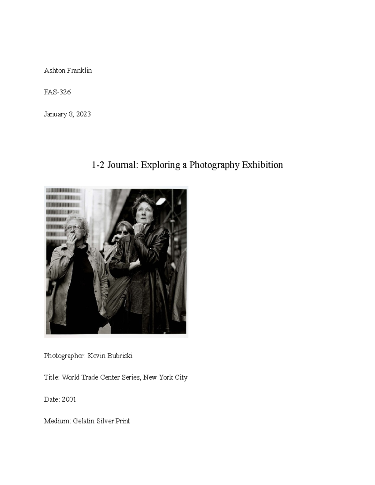 FAS 326 module 1 - Ashton Franklin FAS- January 8, 2023 1-2 Journal ...