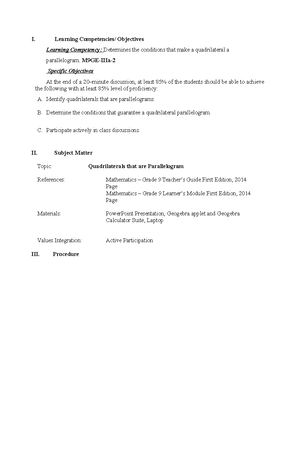 Detailed Lesson PLAN IN Mathematics 9 - DETAILED LESSON PLAN IN ...