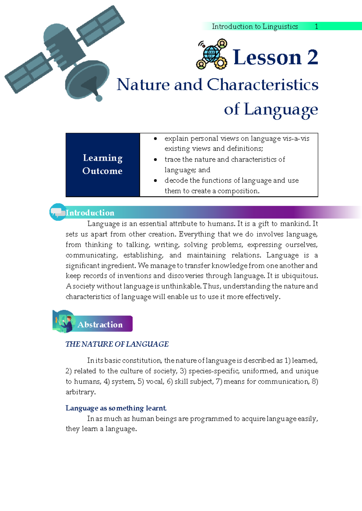 Chapter 1 Lesson 2 Nature and Characteristics of Language - Lesson 2 ...