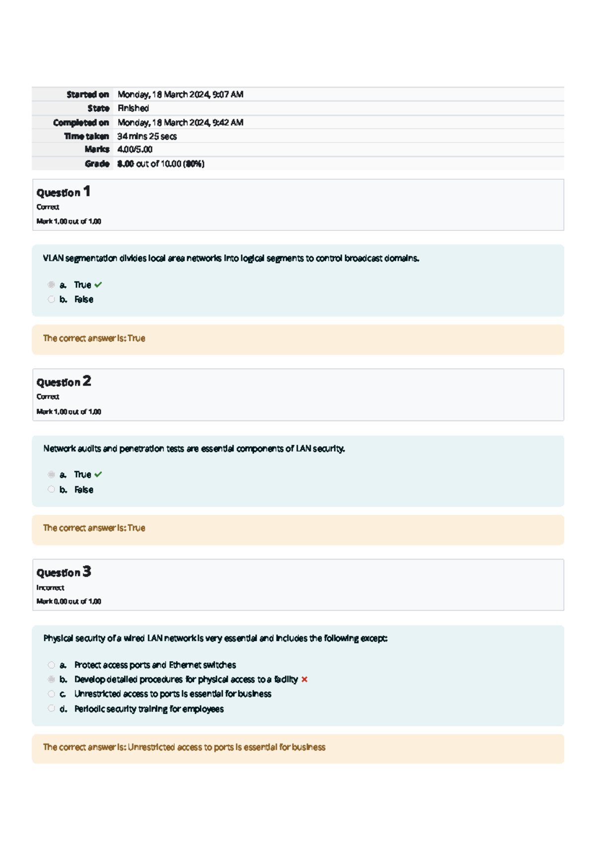Self-Quiz Unit 7 Attempt review Home - Started on Monday, 18 March 2024 ...