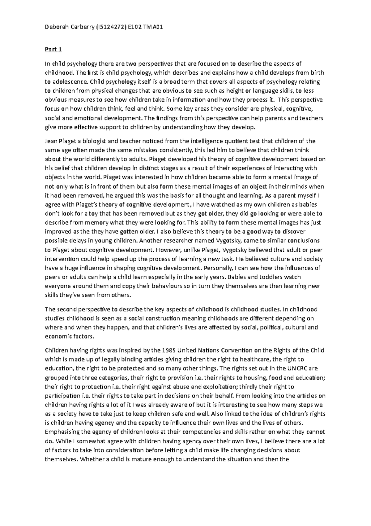 E102 TMA1 - tma1 - Deborah Carberry (I5124272) E102 TMA Part 1 In child ...