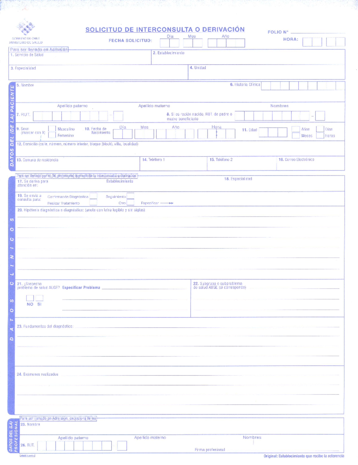 Solicitud de interconsulta o derivacion - SOLICITUD DE INTERCONSULTA o ...