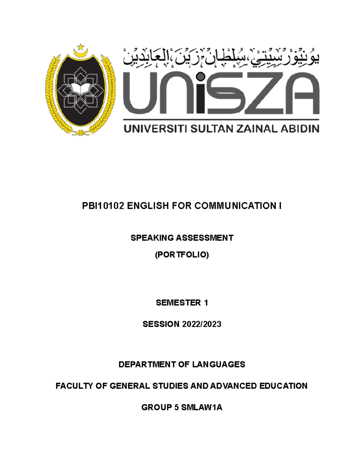 English Speaking Portfolio - PBI10102 ENGLISH FOR COMMUNICATION I ...