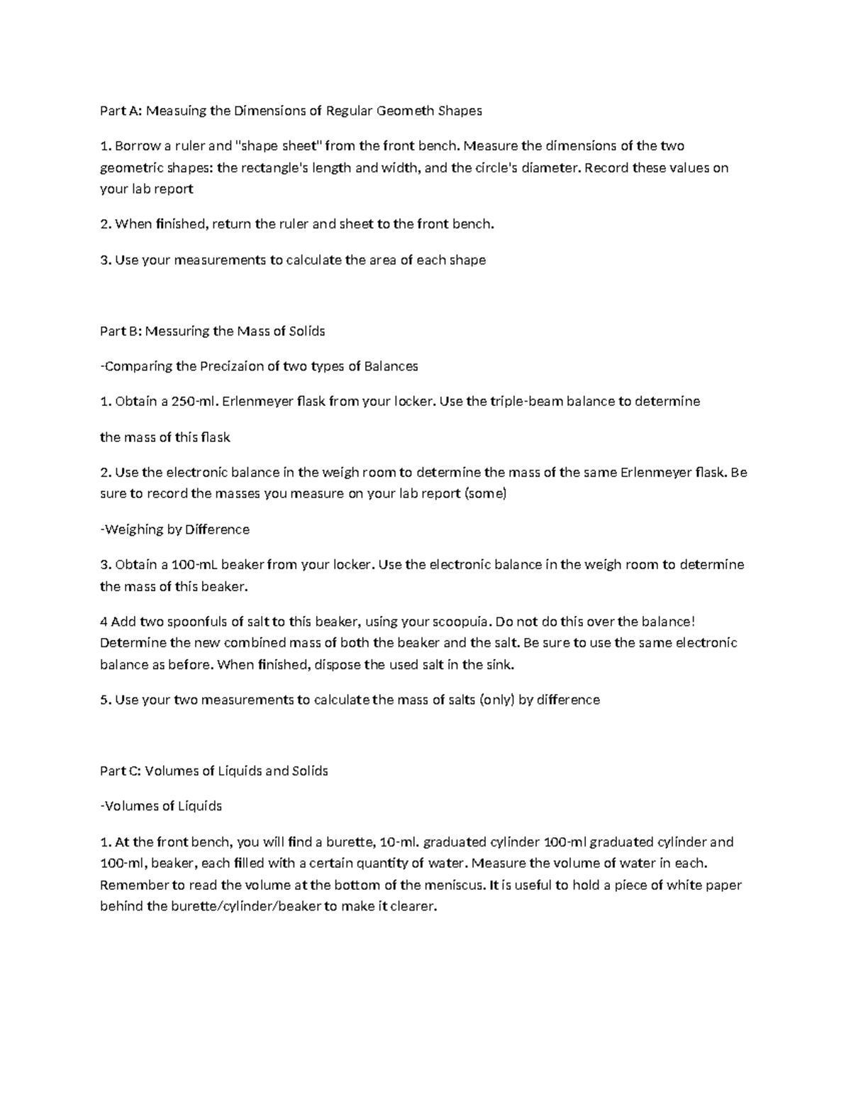 Procedure-WPS Office - Part A: Measuing the Dimensions of Regular ...