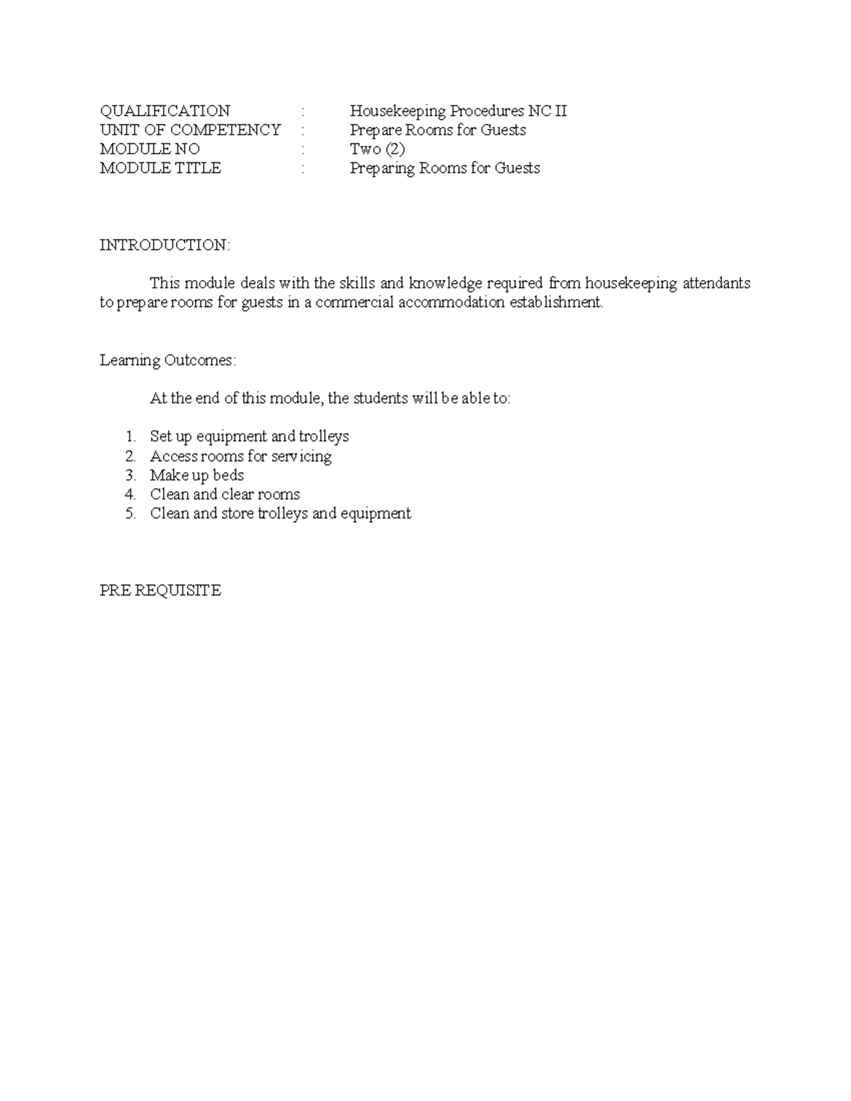 Module-2 - Module for Housekeeping - QUALIFICATION : Housekeeping ...