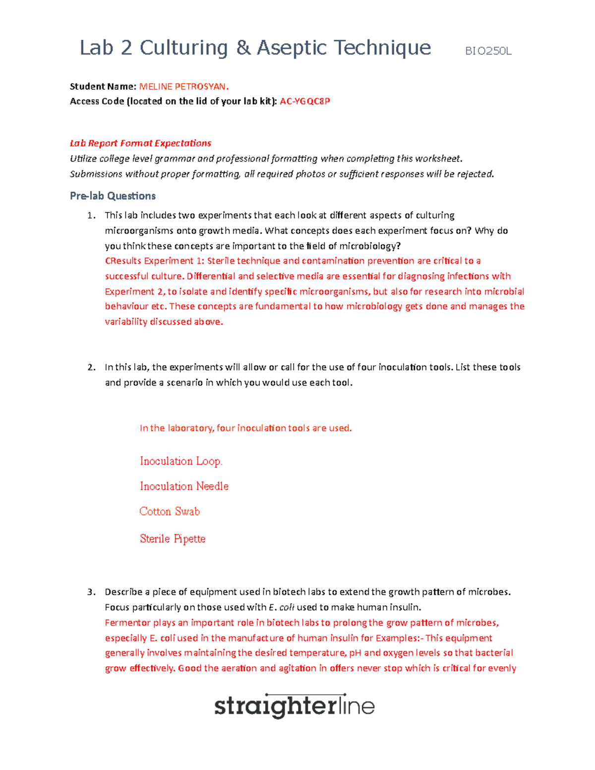 BIO250 Lab 2MP - Lab worksheet BIO 250 - Student Name: MELINE PETROSYAN ...