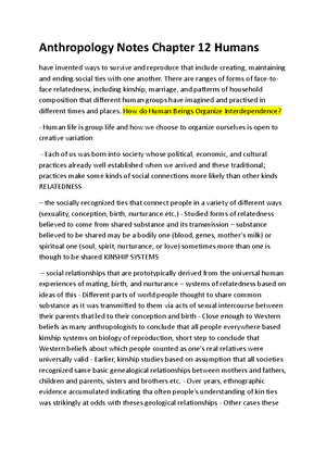 Chapter 2 Anthropology - CHAPTER 2 ANTHROPOLOGY : Human Culture and ...