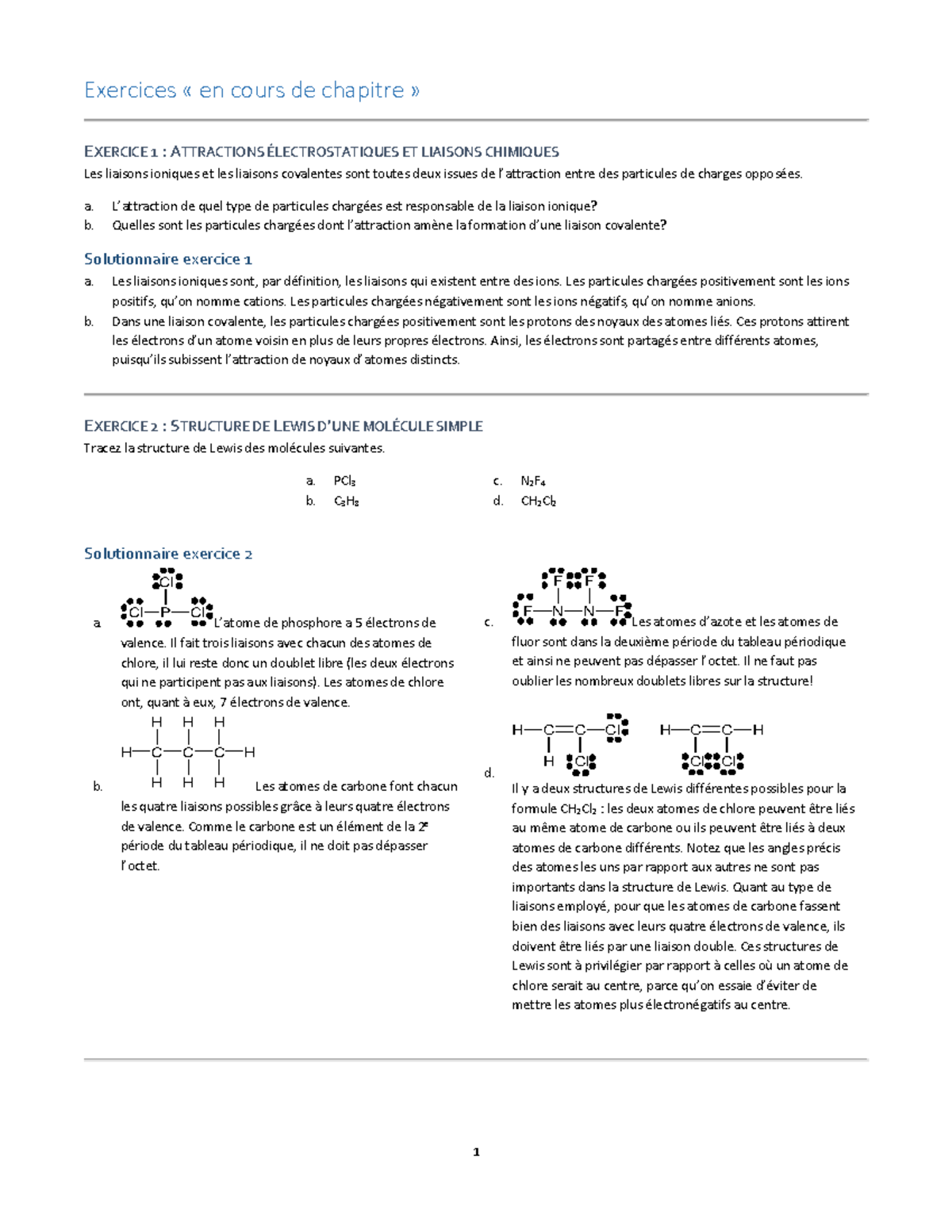 Exercices sur la liaison chimique - Warning: TT: undefined function: 32 Warning: TT: undefined ...