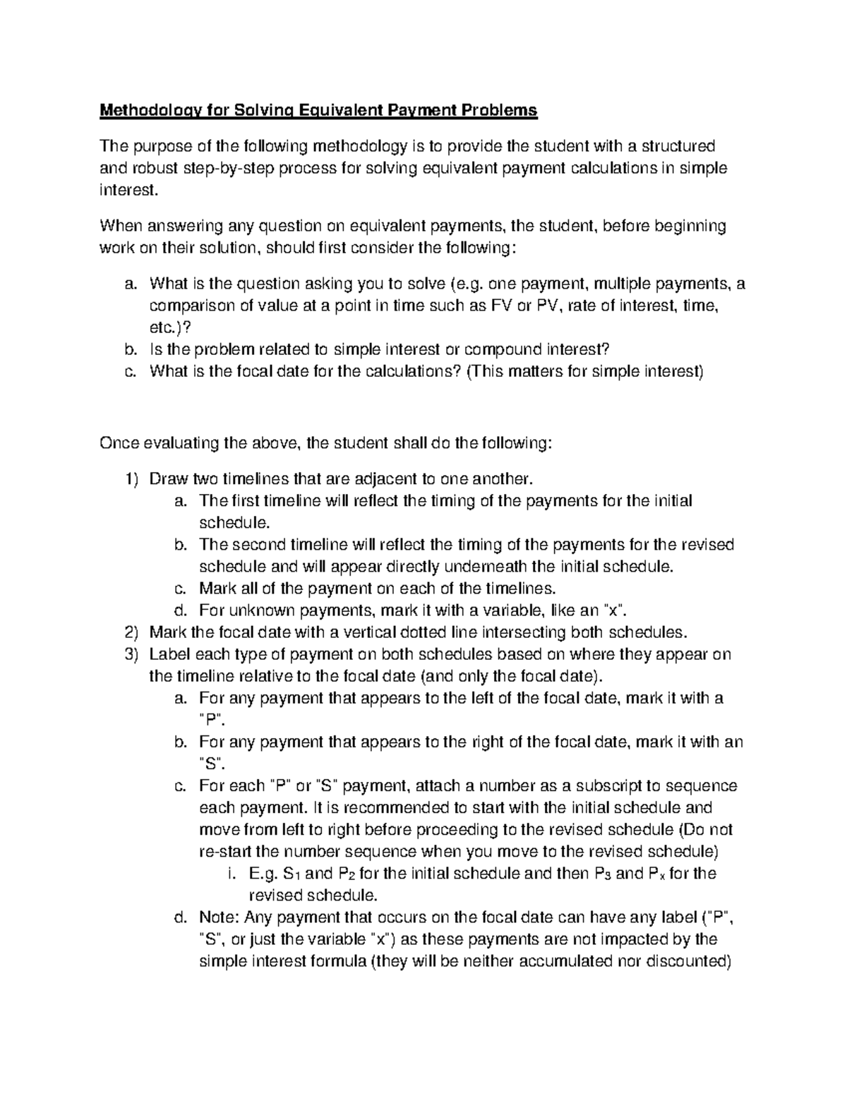 Simple Interest-Equivalent Payment Methodology - Methodology for ...