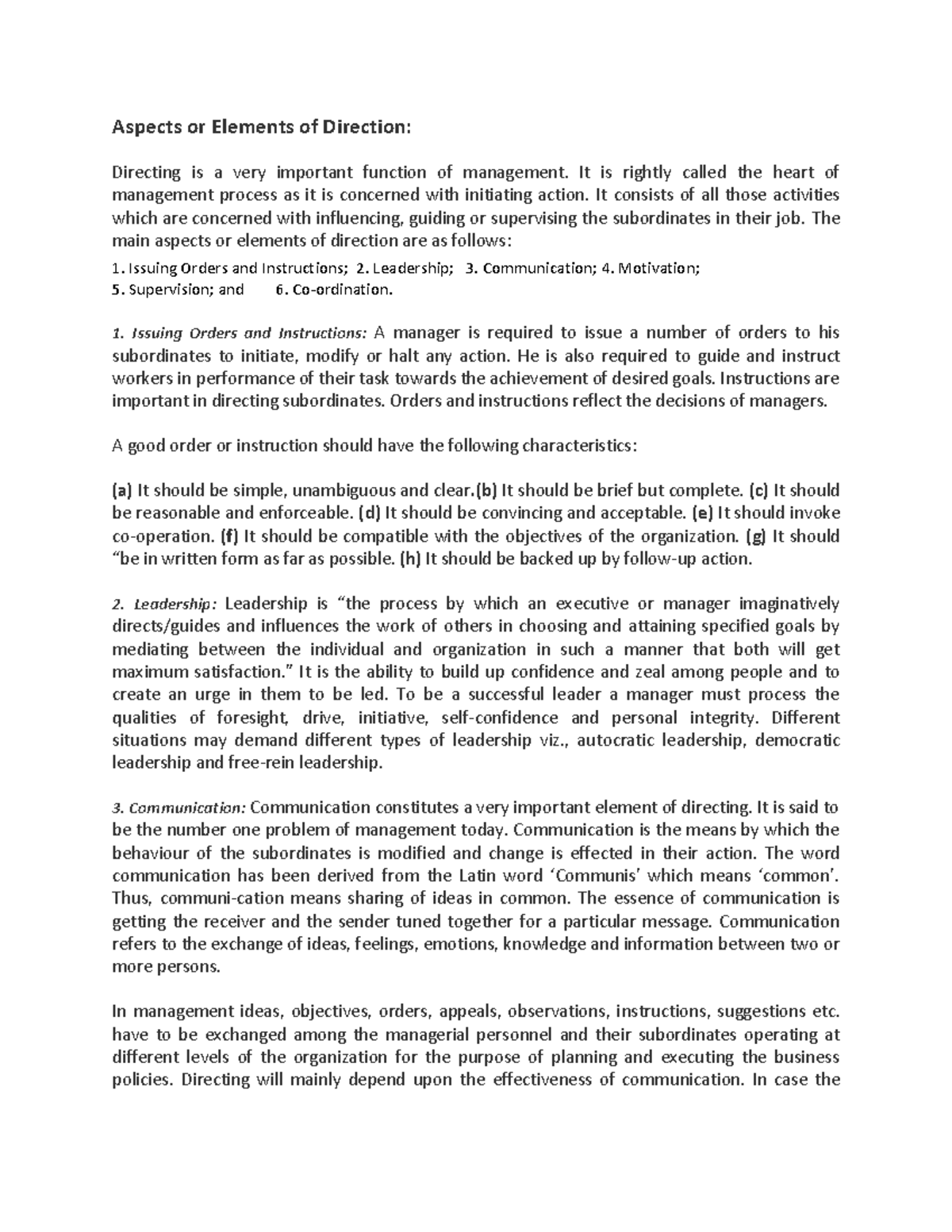 POM BBA istsem 8 - Principles of management part 3 - Aspects or ...