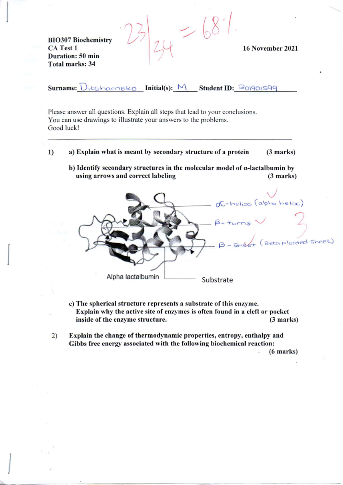 BIO 307 Test 1 biochemistry - BIOCHEMISTRY - Studocu