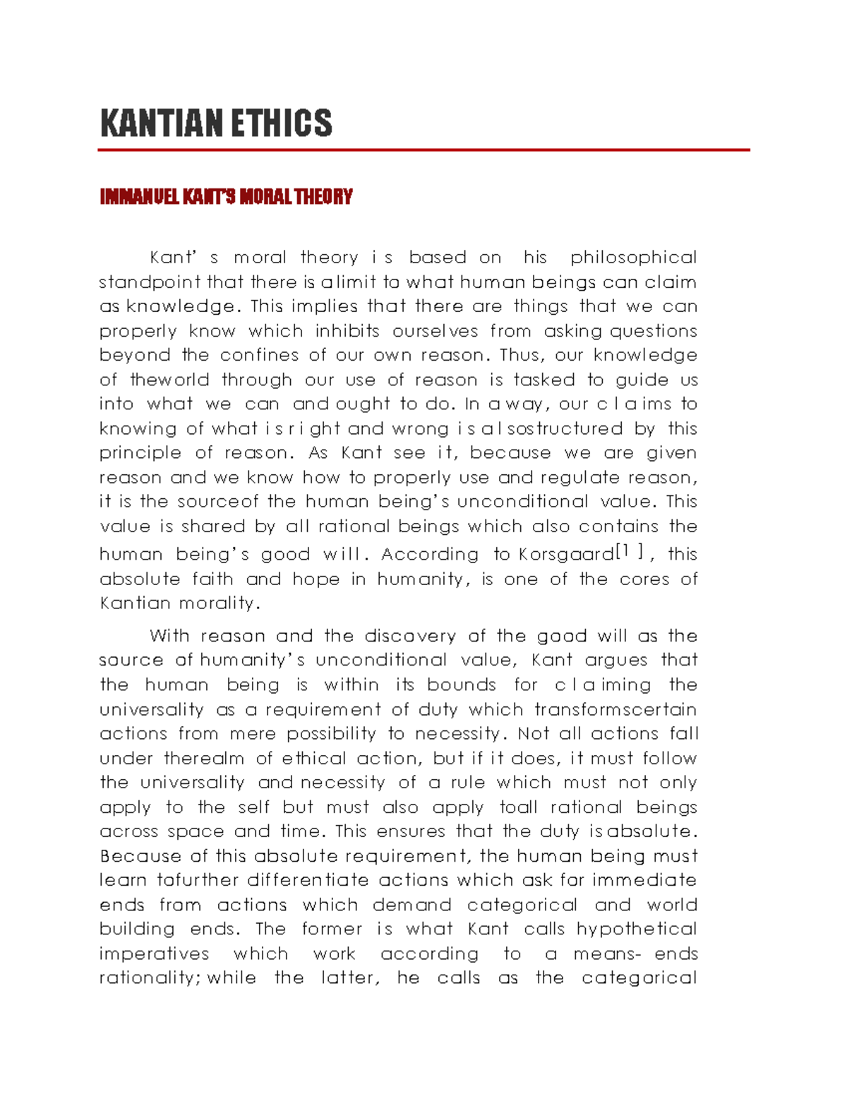 Kantian Ethics - KANTIAN ETHICS IMMANUEL KANT’S MORAL THEORY Kant’ s m ...