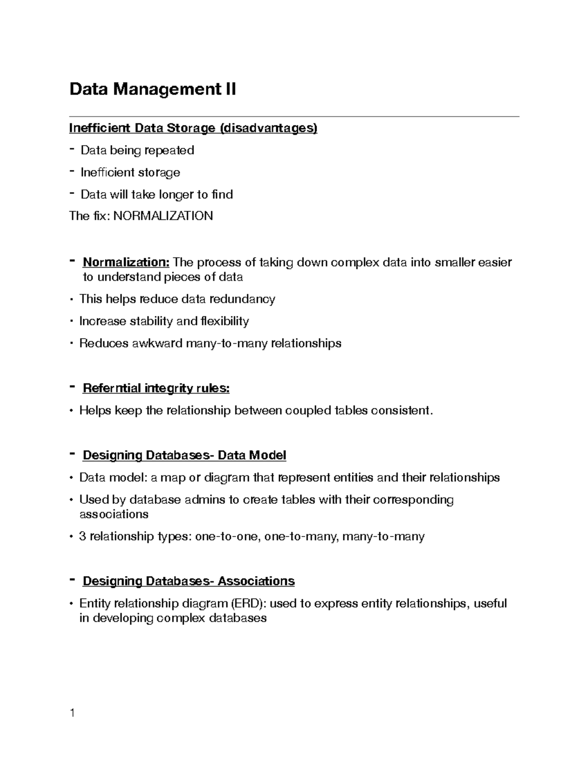 Data Management 2 - Designing Databases- Data Model • Data model: a map ...
