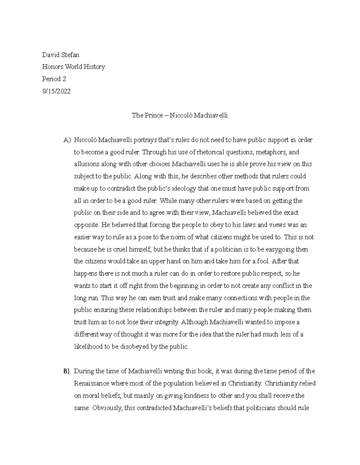 History assignment - 8:15:22 - David Stefan Honors World History Period ...