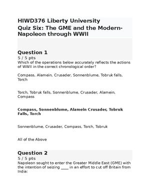 HIWD 376 Quiz 7 100% - Module 7 Quiz - Quiz: The Arab-Israeli Wars ...