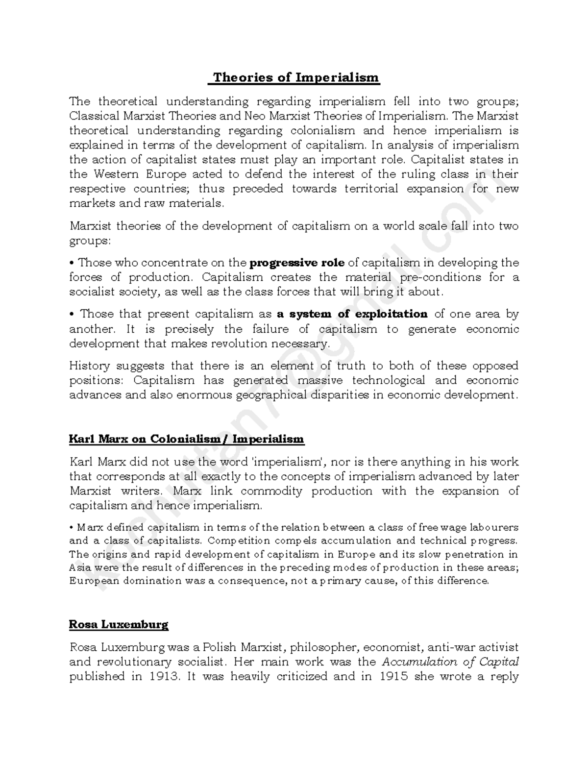 Theories of imperialism - The Marxist theoretical understanding ...