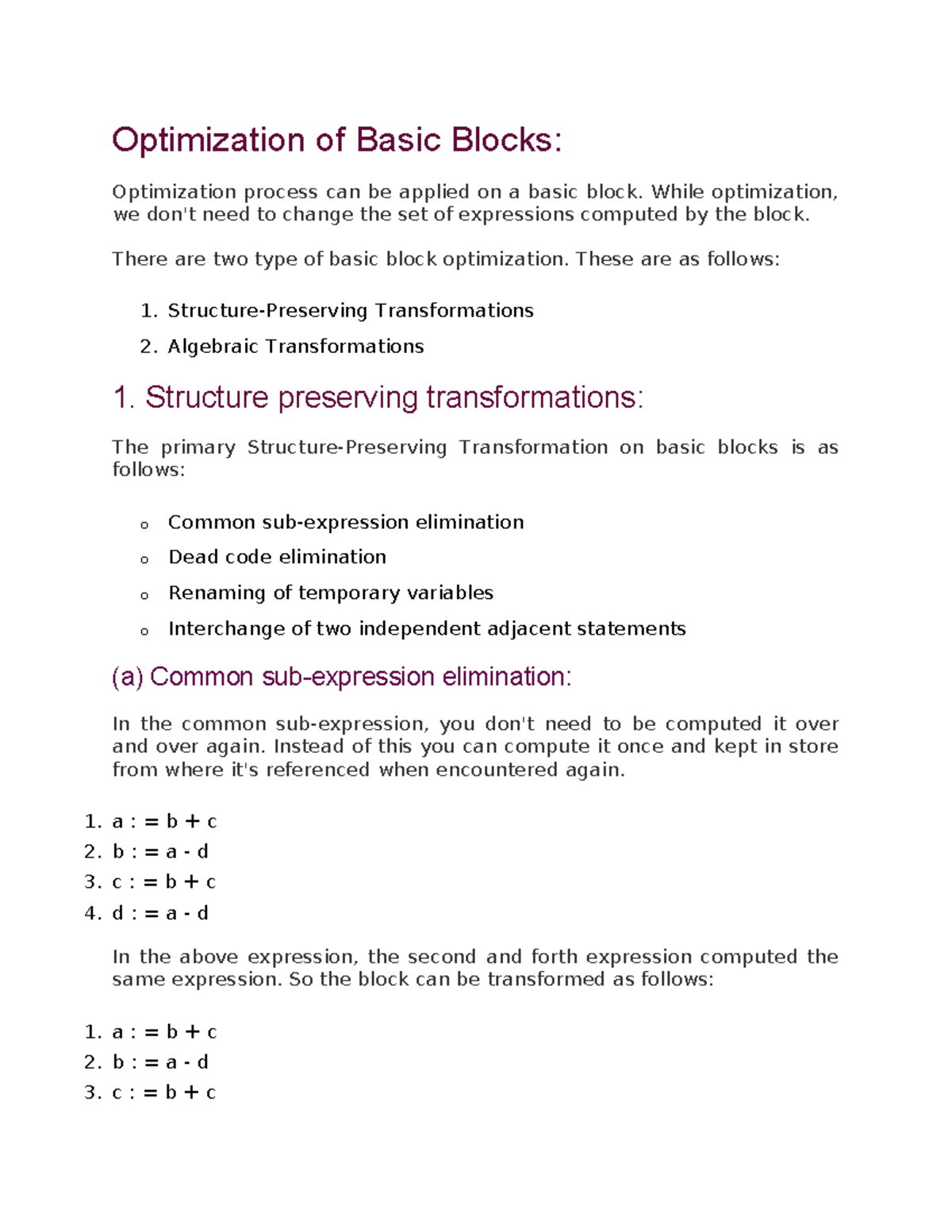 Code Optimization Reg Allocation Dynamic Pro Optimization Of Basic Blocks Optimization
