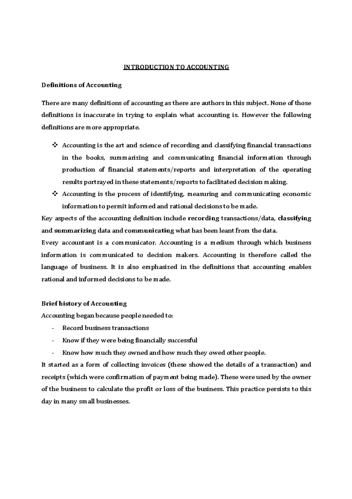 1 Introduction to Accounting - INTRODUCTION TO ACCOUNTING Definitions ...