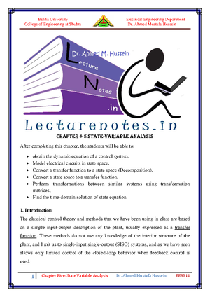 EEE 5101 Control Engineering 3 - EEE 5101 Control Engineering III Wawer ...