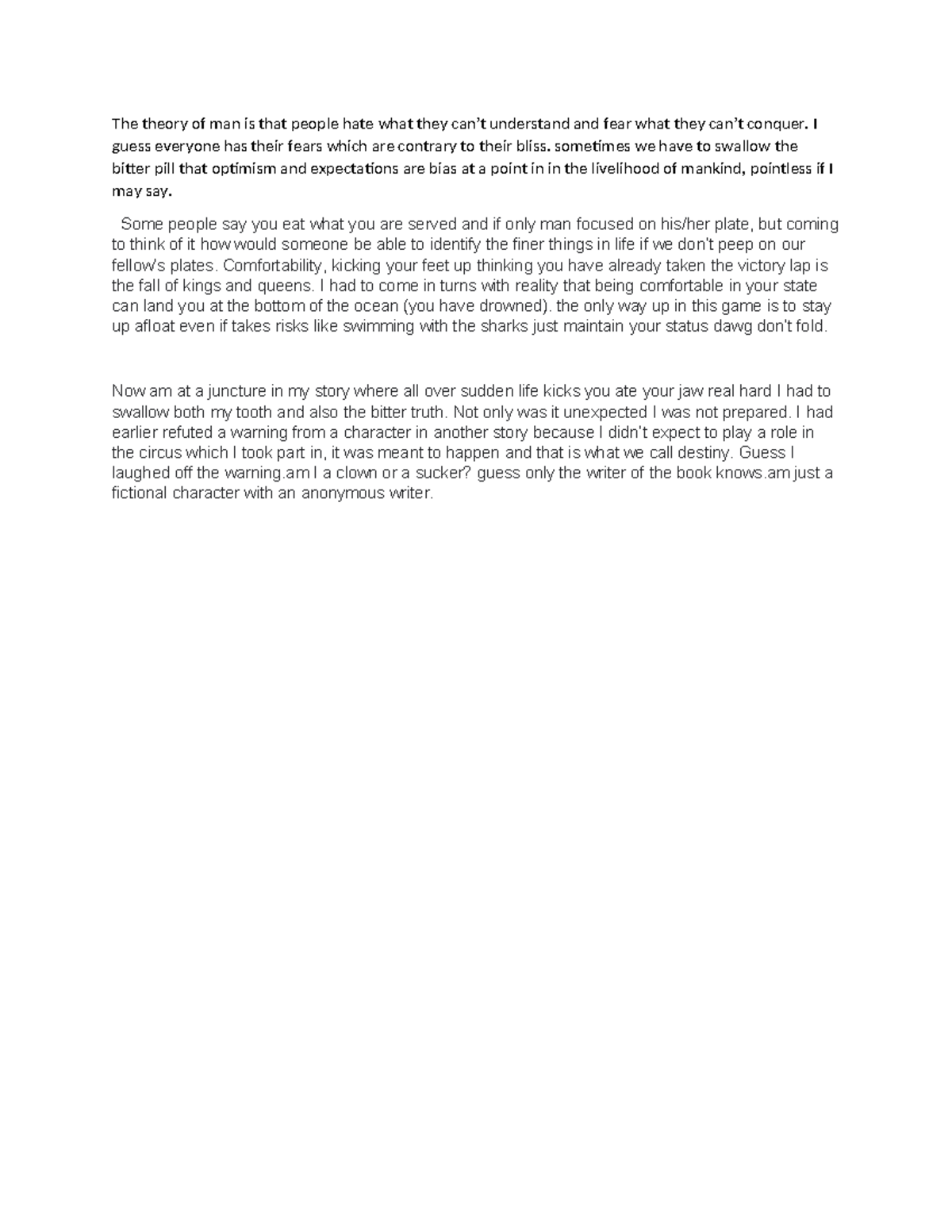 Twist and turns - Summary Software Development - The theory of man is ...