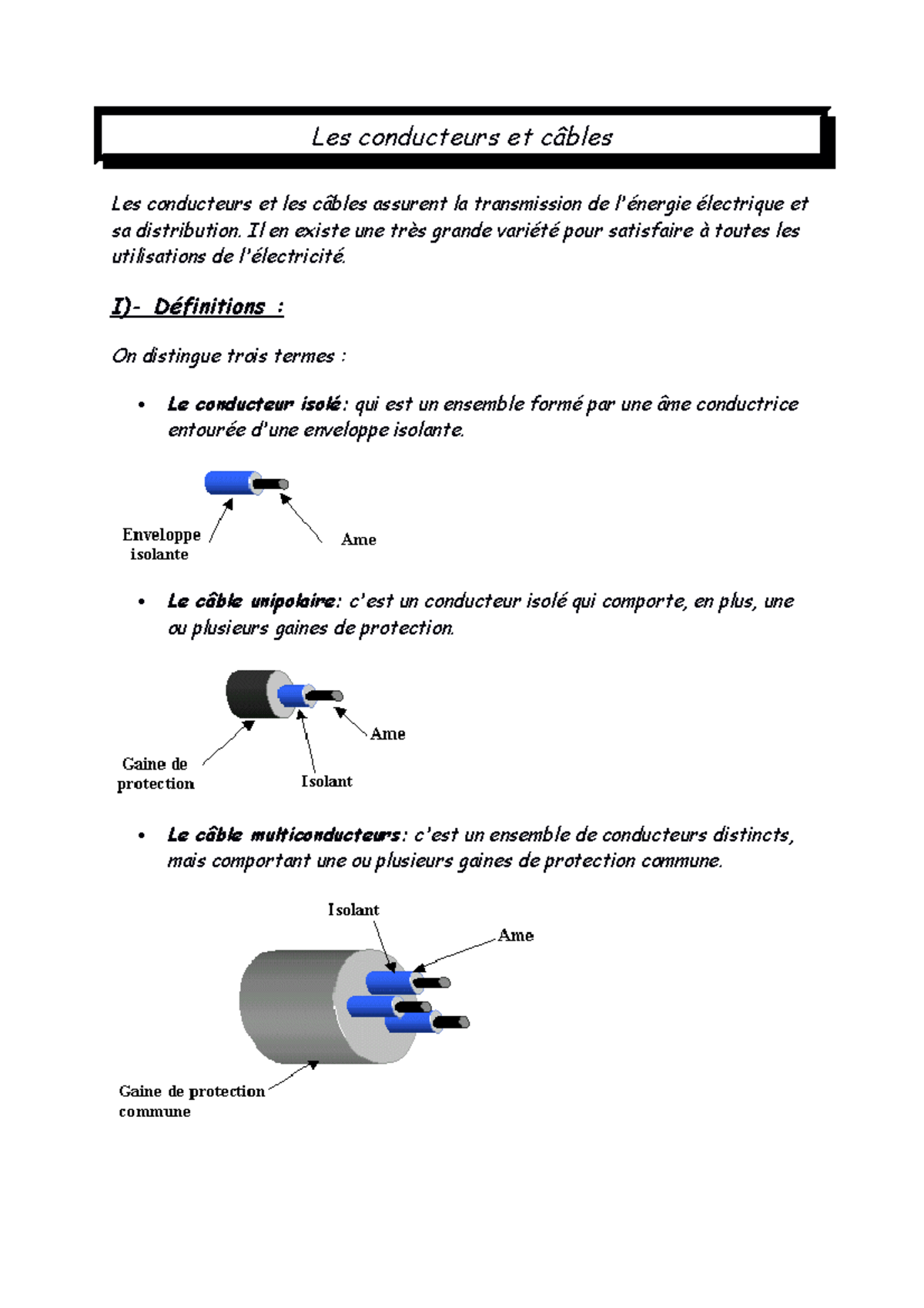 Les conducteurs et cables 2 - Les conducteurs et câbles Les conducteurs ...