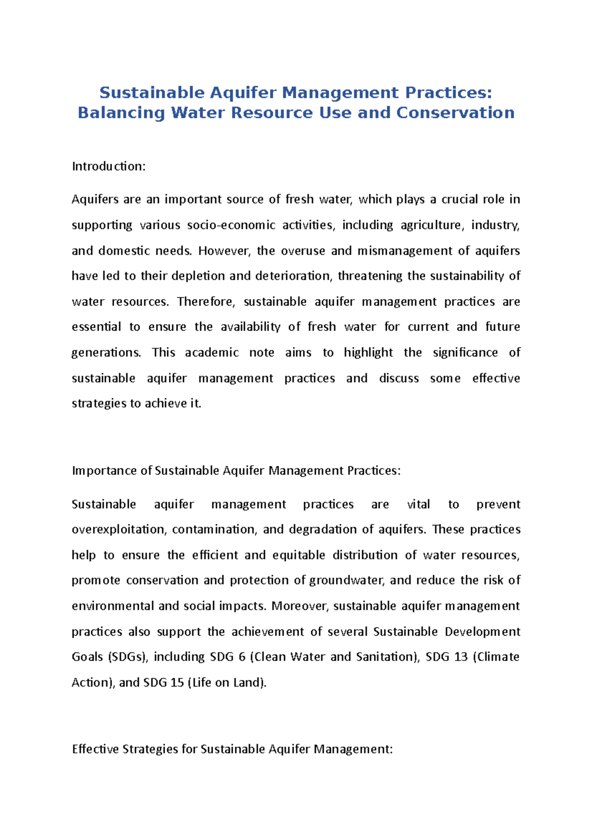Sustainable Aquifer Management Practices- Balancing Water Resource Use ...