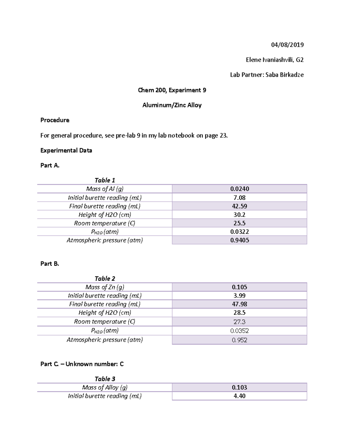 Experiment 9report - Chem-200 - Warning: TT: undefined function: 32 Warning: TT: undefined ...