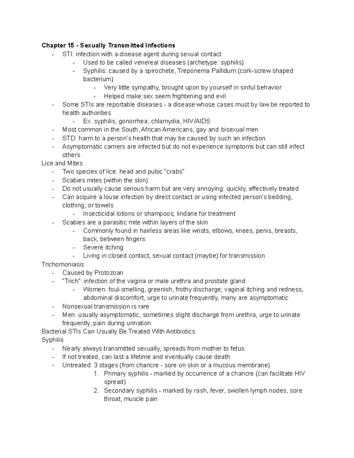 Soc 152A Midterm 2 Study Guide - Chapter 15 - Sexually Transmitted Infections - STI: infection ...