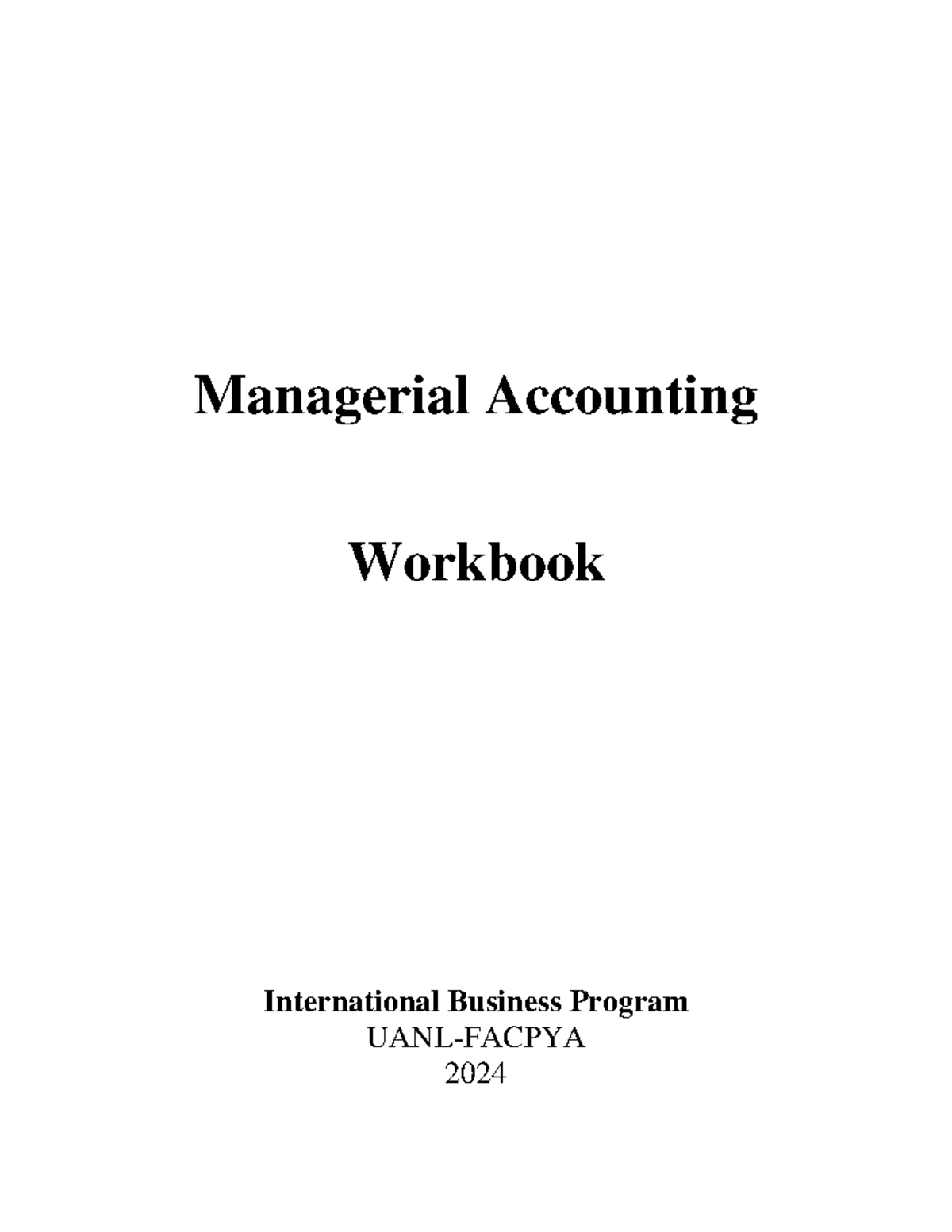 Workbook - Managerial Accountingninininn - Managerial Accounting ...