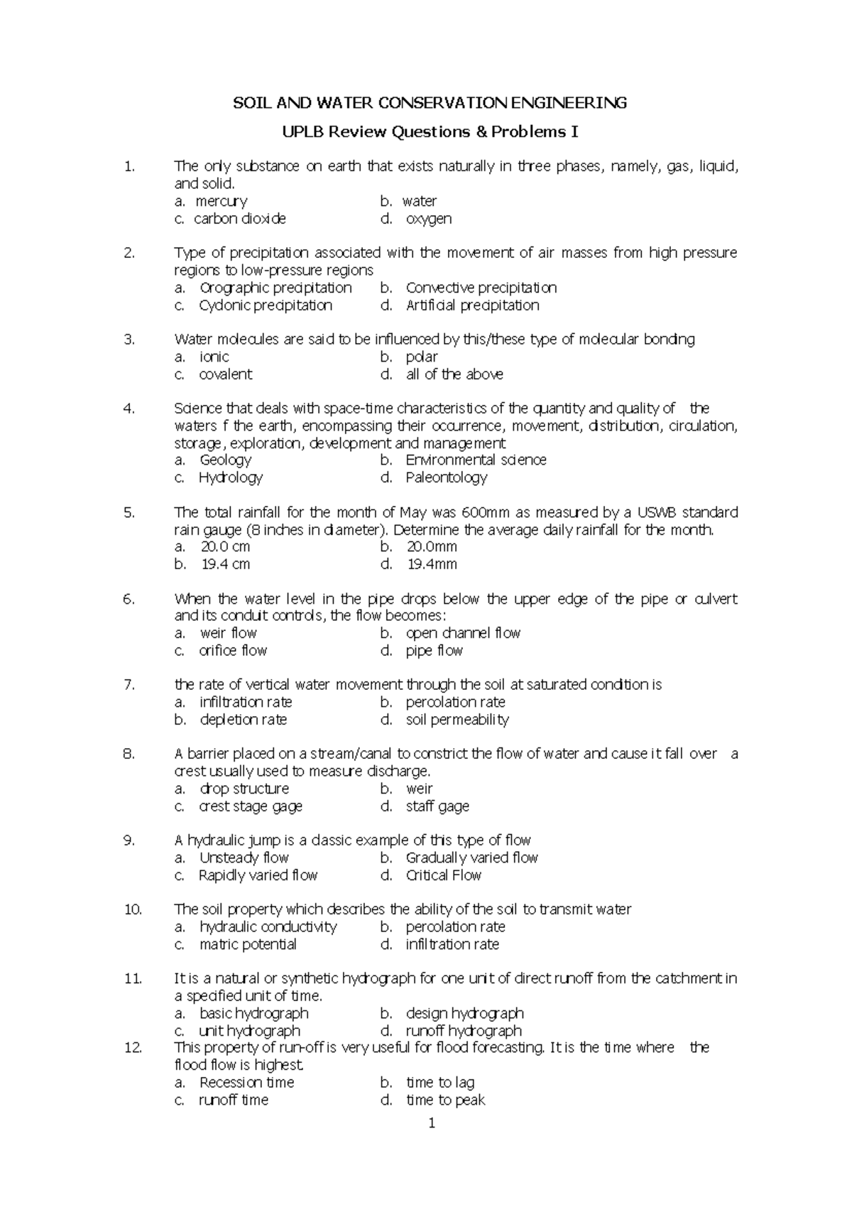 SWCE- UPLB - swce - SOIL AND WATER CONSERVATION ENGINEERING UPLB Review ...