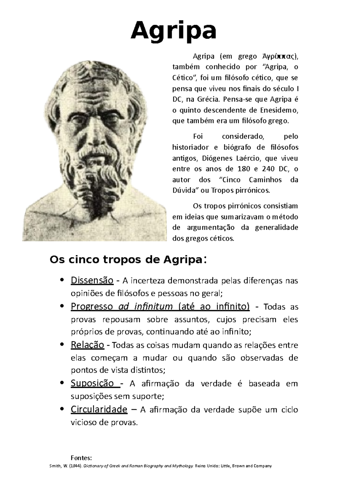 Agripa - Trabalho Filosofia - Agripa Agripa (em grego Ἀγρίππας), também conhecido por “Agripa, o ...