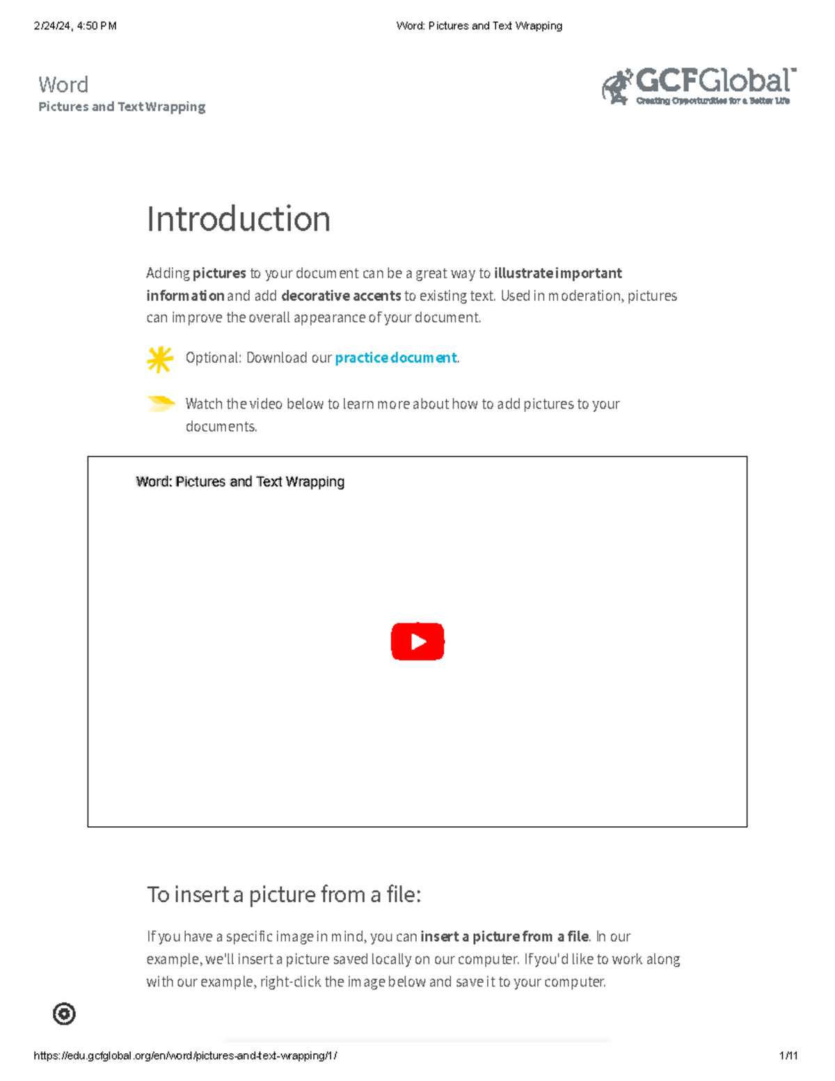 Word Pictures and Text Wrapping - Word Pictures and Text Wrapping ...