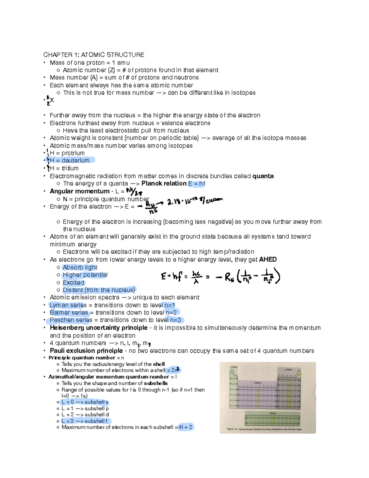 General Chemistry - Gen practice - CHAPTER 1: ATOMIC STRUCTURE Mass of ...