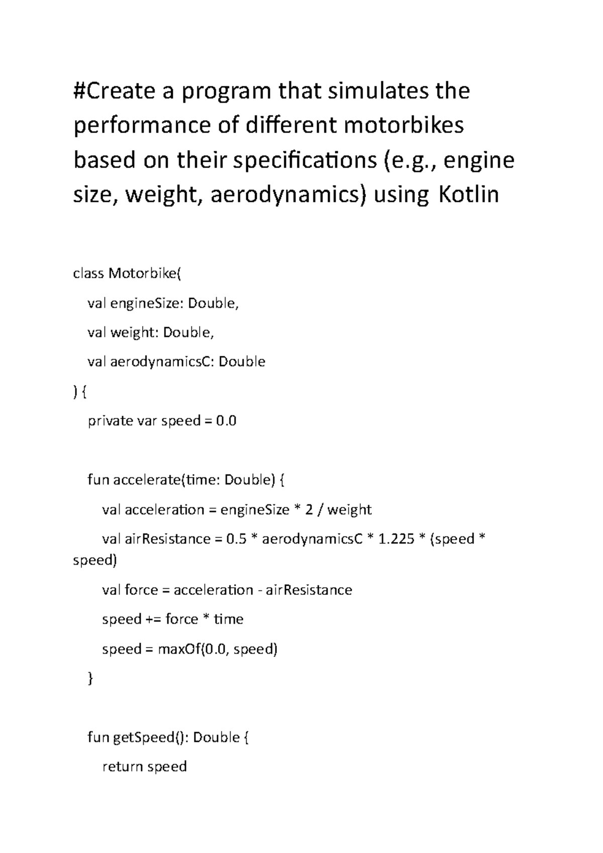 Motorbikes based on their specifications-kotlin - #Create a program ...